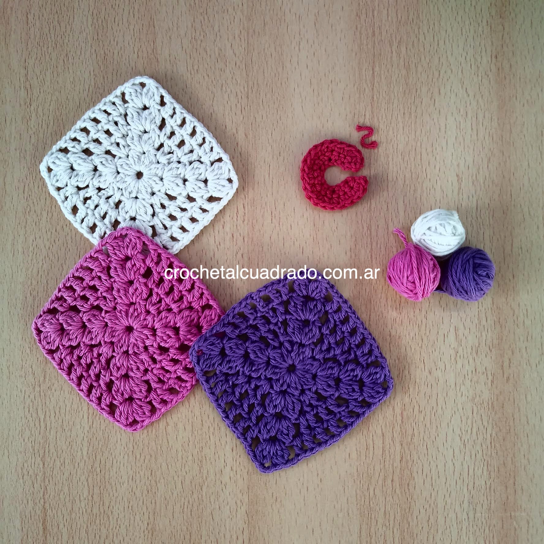 Cuadrado calado con punto mota #13 - Crochet al cuadrado