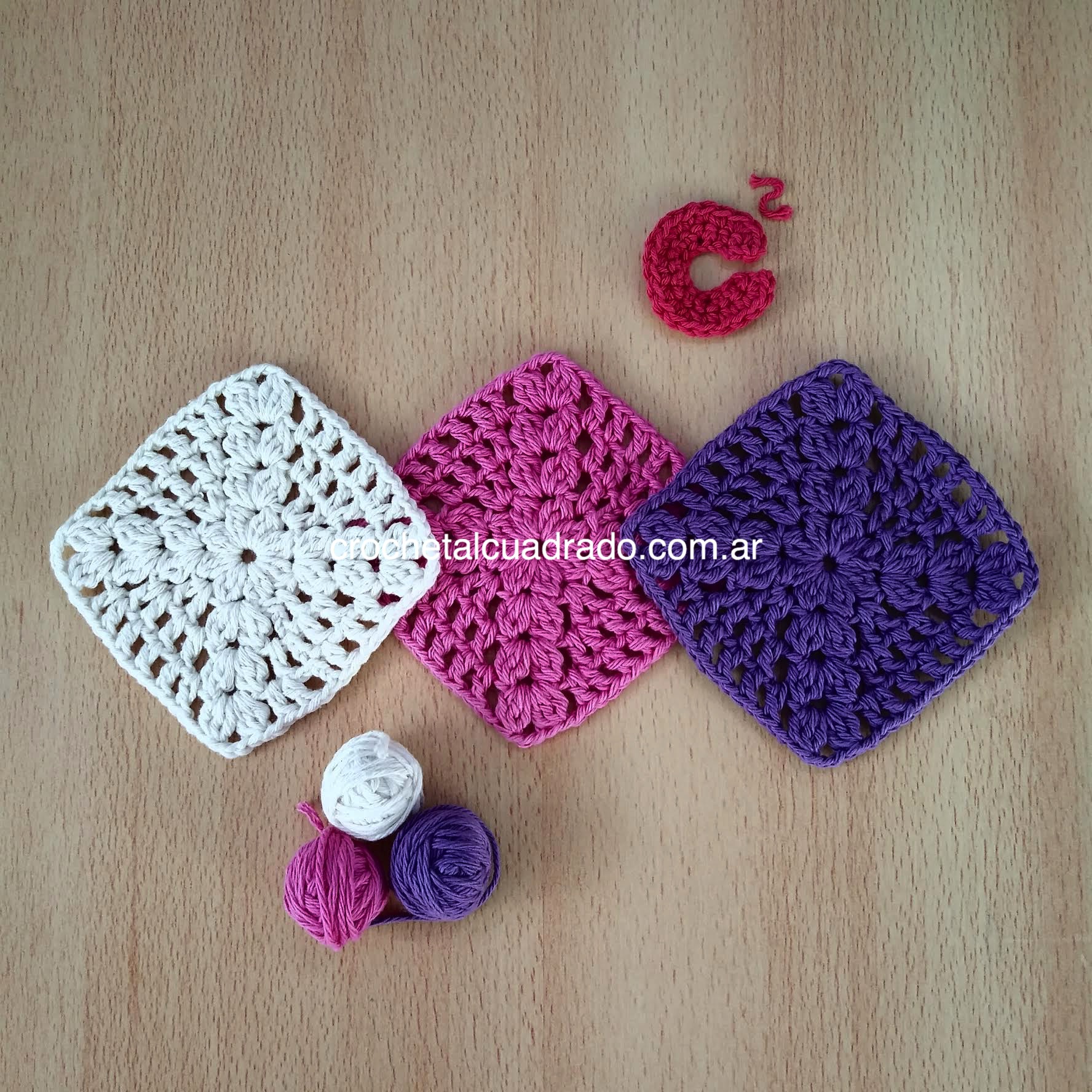 Cuadrado calado con punto mota #13 - Crochet al cuadrado